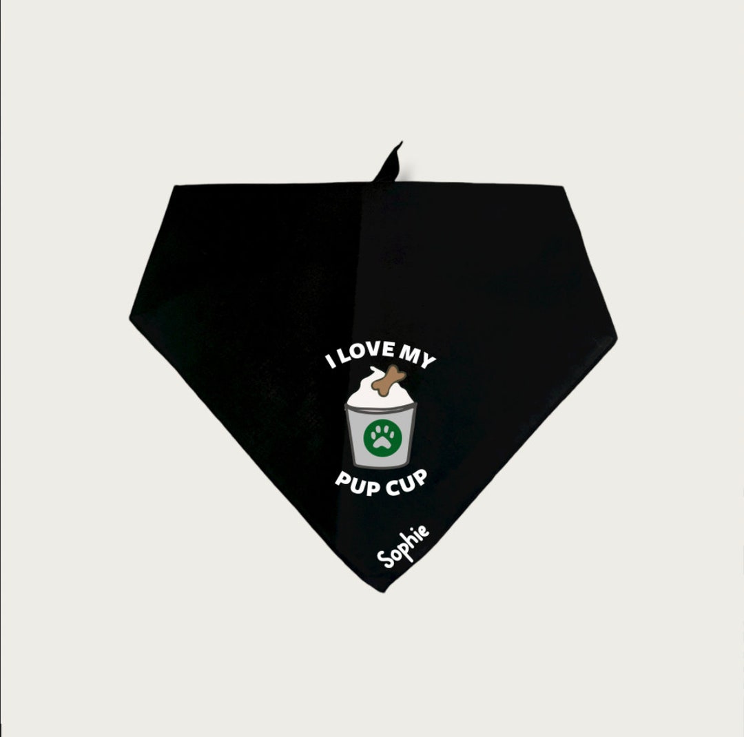 Custom I Love My Pup Cup Dog Bandana | Personalized Dog Scarf | Pup Cup ...