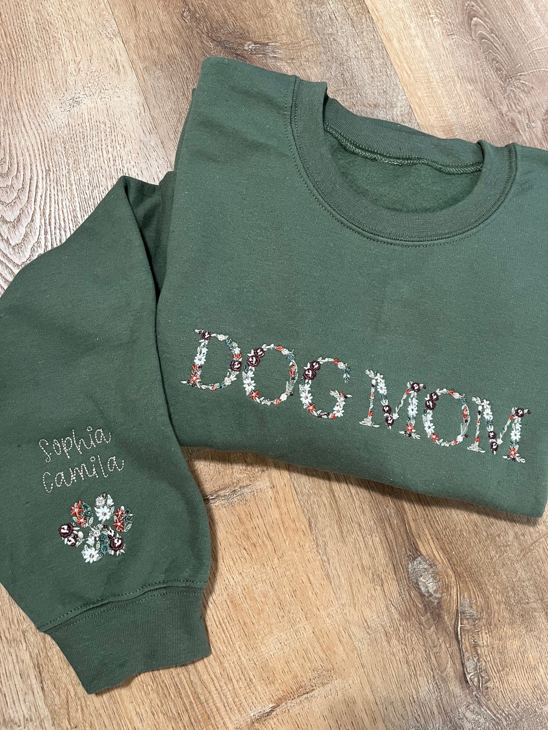 Embroidered Custom Dog Mom Floral Sweatshirt | Personalized Floral Dog ...