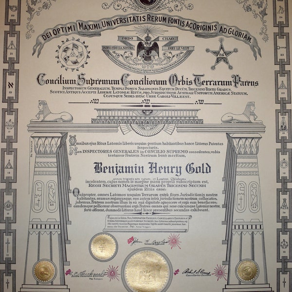 Masonic Certificate - Etsy