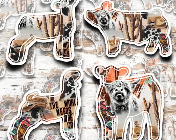 Western Print Livestock Stickers - Etsy