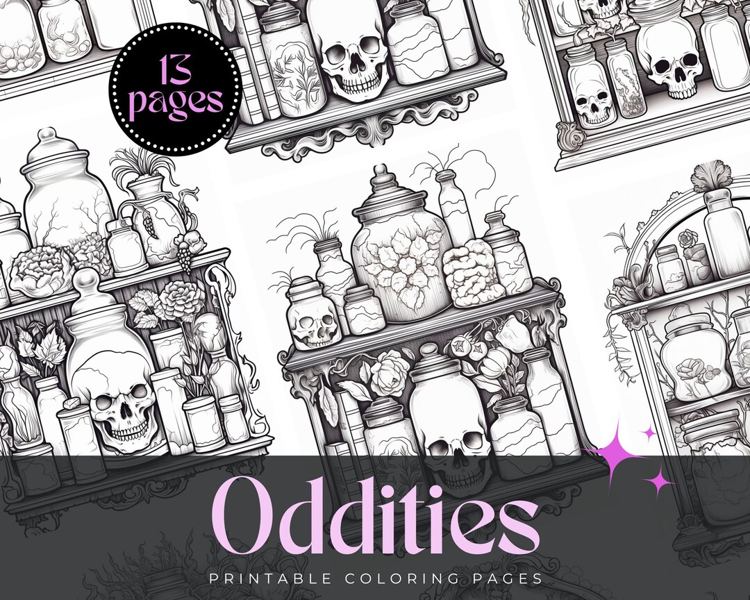 Spooky Halloween Oddities Coloring Pages Spooky Apothecary - Etsy UK