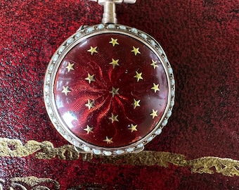 Antique Red-enamel-pocket Watch - Etsy