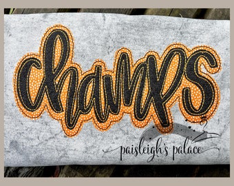 Champs Double Stack Applique Design Hand Lettered Design - Etsy