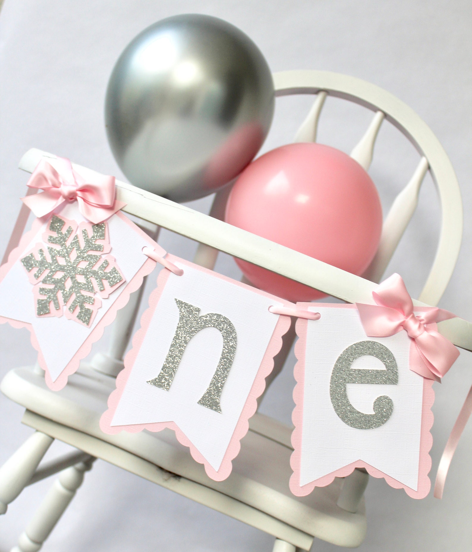 Pink and Silver Snowflake Photo Banner Winter Onederland - Etsy