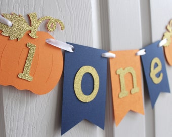 Little Pumpkin First Birthday Decorations Pumpkin Photo Banner ONE High ...