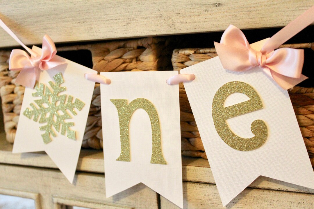 Pink and Gold Winter Wonderland Banner, Winter Onederland Photo Banner ...