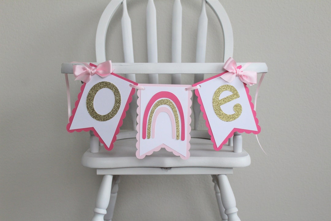 Pink Rainbow Birthday, Rainbow Banner, Modern Rainbow Party, Rainbow ...