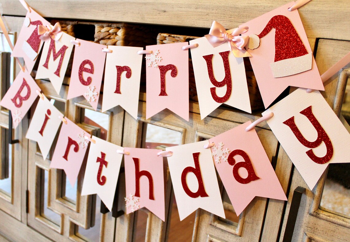 Christmas Birthday Decorations Santa Hat Birthday Banner | Etsy