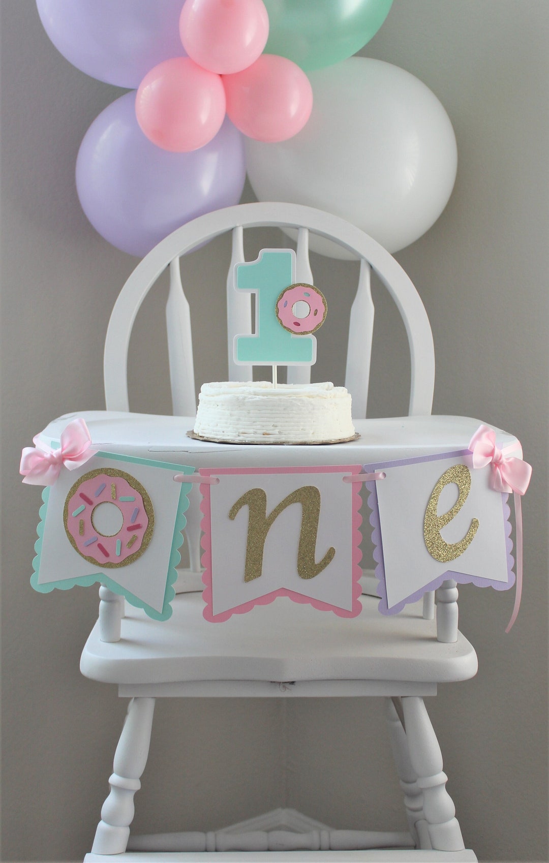Donut First Birthday Banners, Donut Birthday Party, Donut High Chair ...