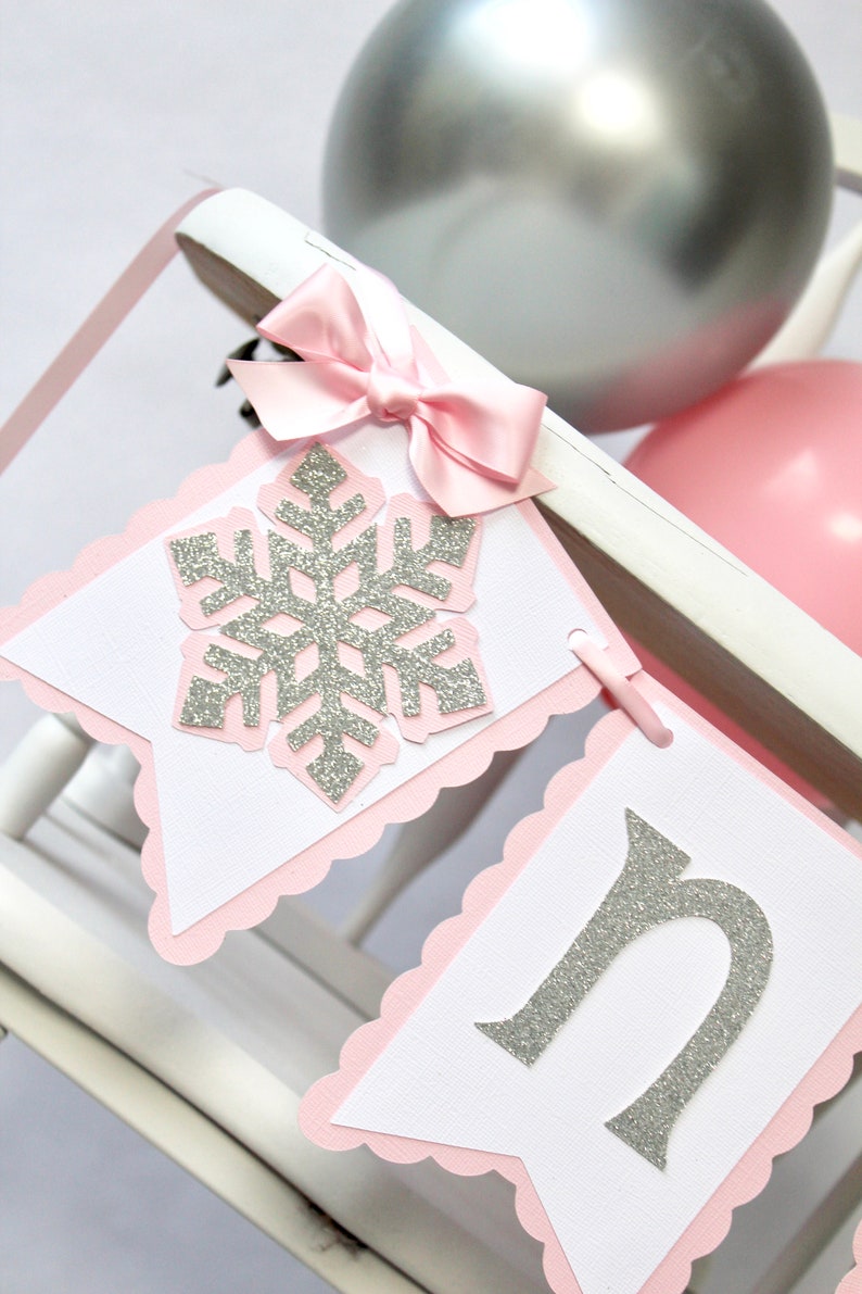 Pink and Silver Snowflake Photo Banner Winter Onederland | Etsy