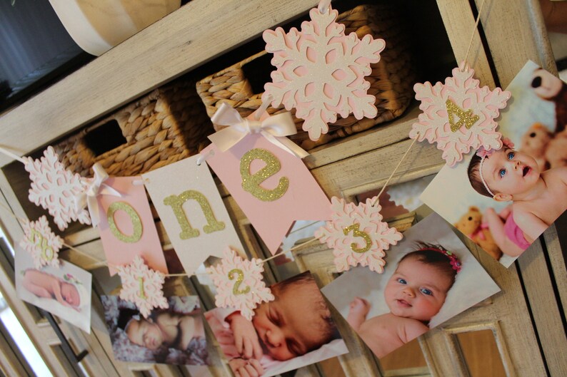 Pink and Gold Winter Wonderland Banner Winter Onederland - Etsy