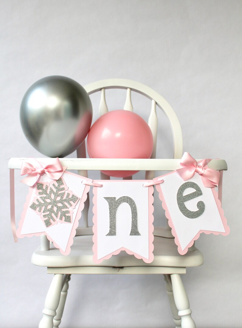 Pink and Silver Snowflake Photo Banner Winter Onederland | Etsy