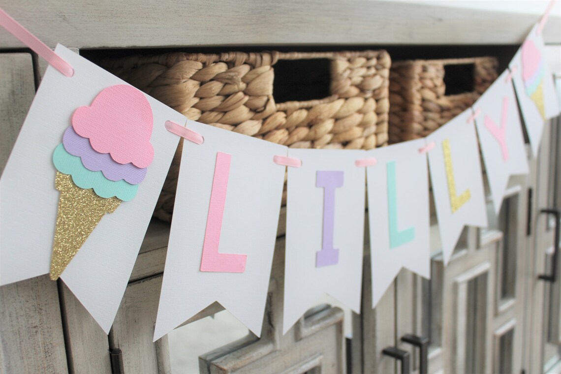 Ice Cream Birthday Ice Cream Banner Ice Cream Party Ice - Etsy