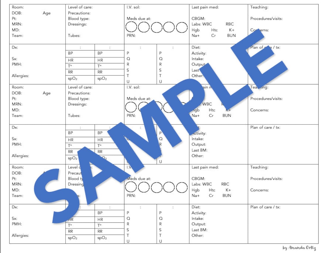 PATIENT ASSIGNMENT Sheet - Etsy