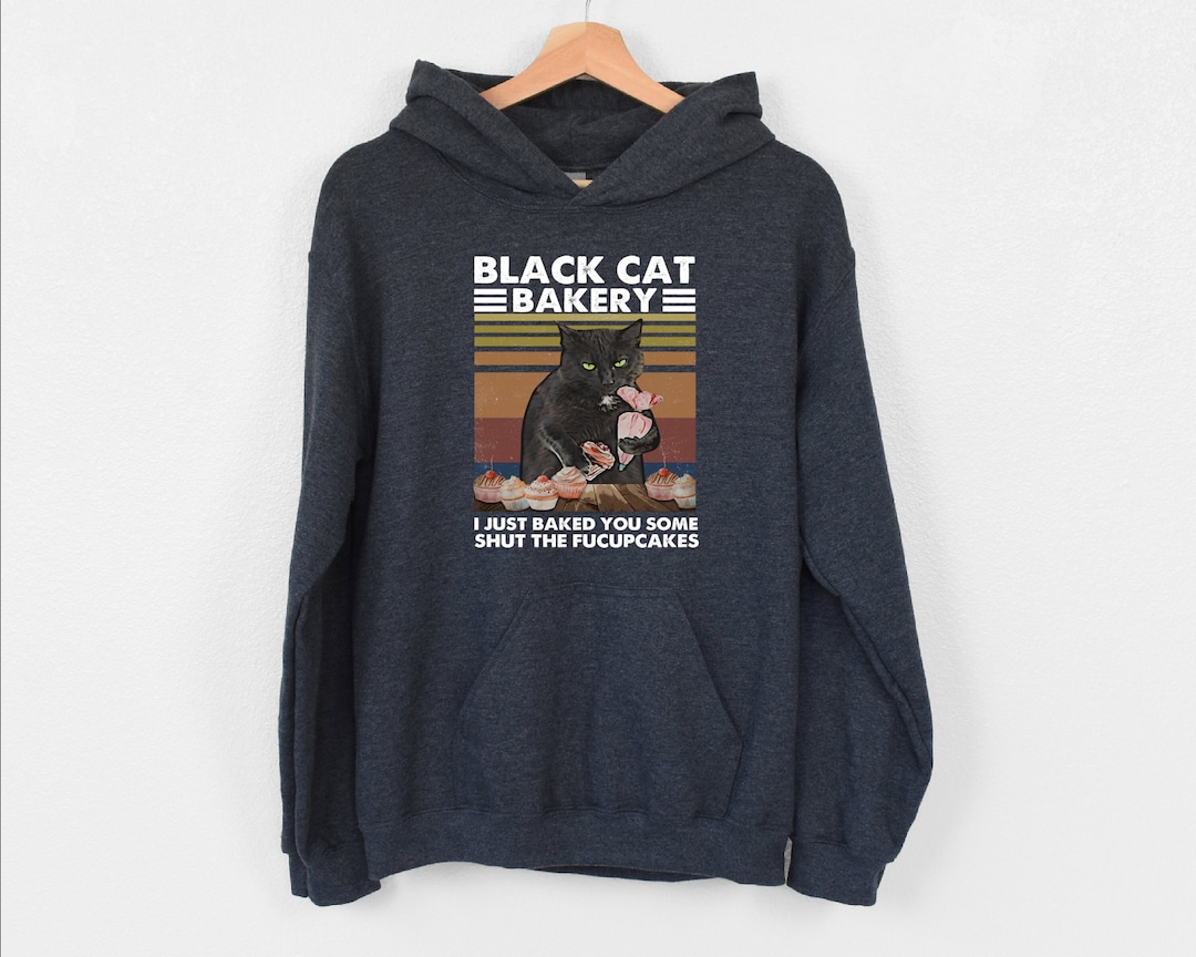 Black Cat Bakery Hoodie, Retro Black Cat Hoodie, Cat Lover Hoodie ...