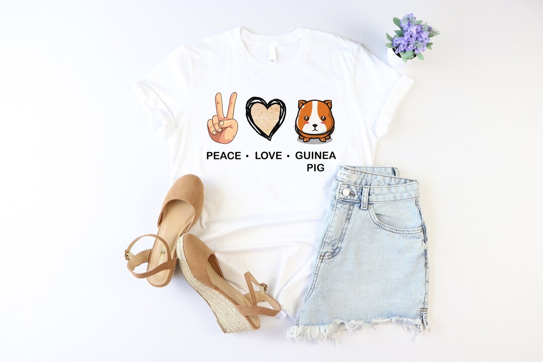 Peace Love Guinea Pig Shirt, Guinea Pig Owner Tshirt, Inspirational ...