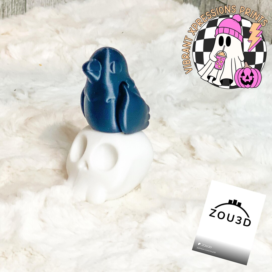 Mini Articulated 3D Printed Crow With Skeleton Head Two Separate Pieces ...