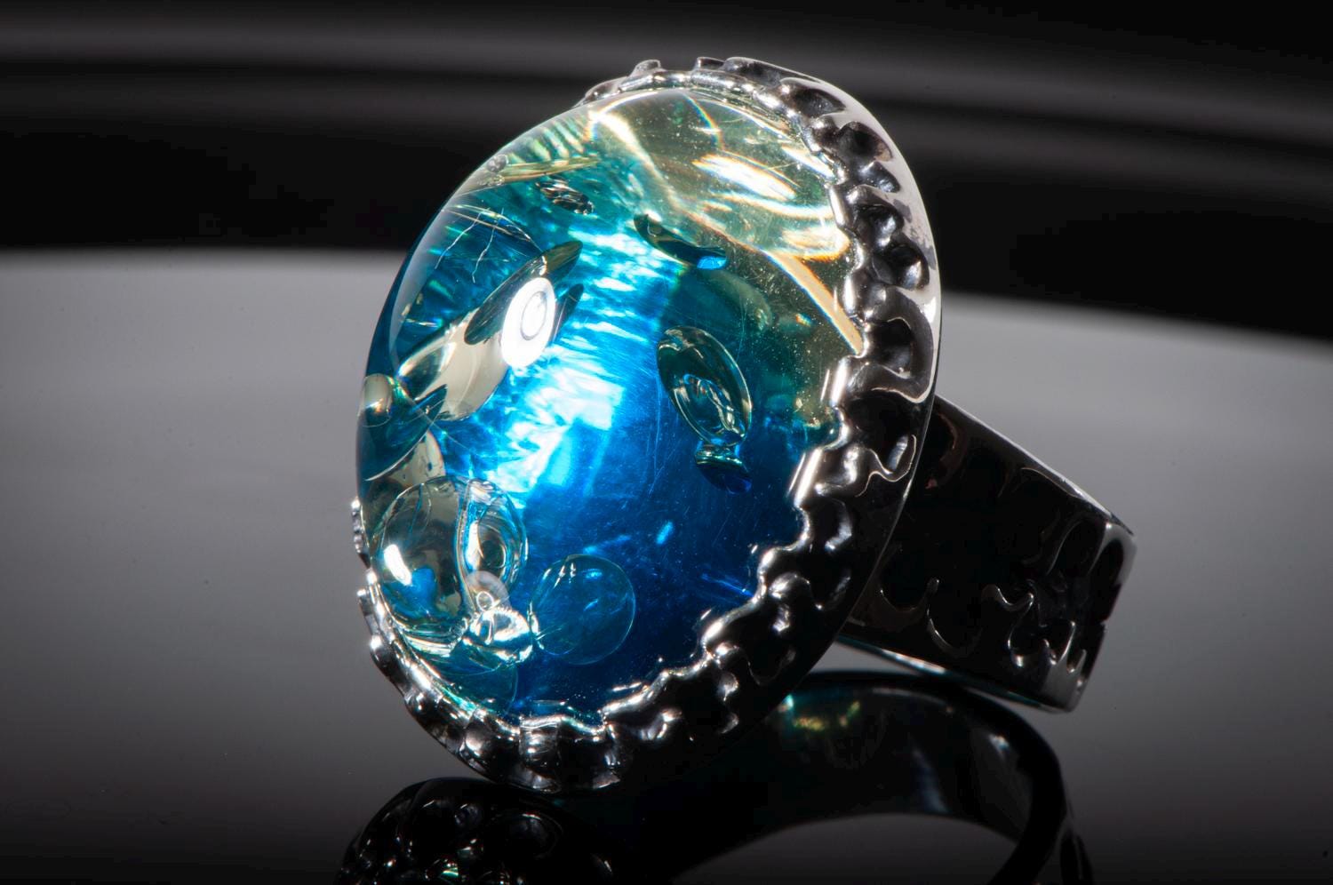 Blue Amber Ring 6.25, Baltic Amber Sterling Silver Ring, Blackened ...
