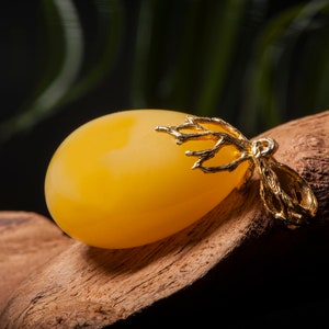 Rare Colour Yellow Amber Pendant, Yellow Baltic Amber Jewelry, Egg Yolk ...