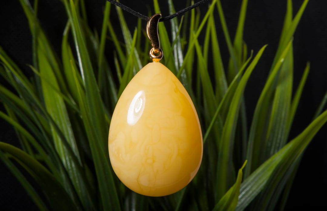 Yellow Real Baltic Amber Pendant, Natural Yellow Amber Pendant, Unisex ...