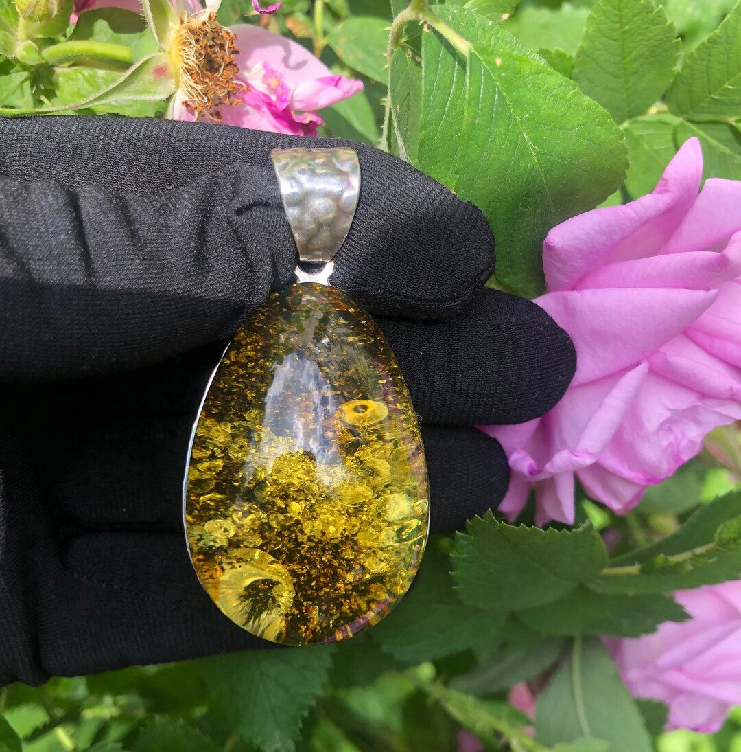 Exclusive Large Green Amber Pendant, Green Amber Pendant , Green Amber ...