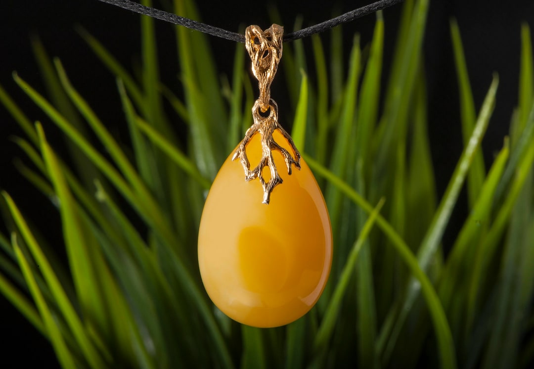 Rare Colour Yellow Amber Pendant, Yellow Baltic Amber Jewelry, Egg Yolk ...
