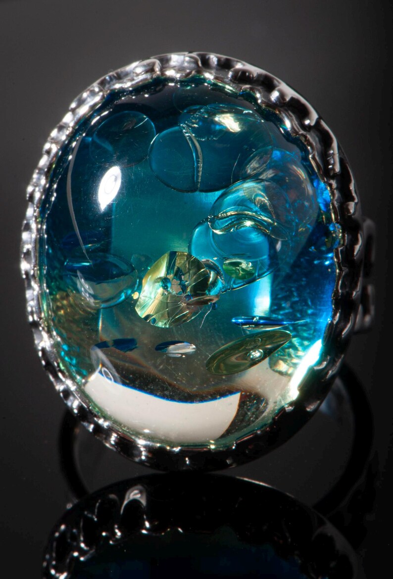 Blue Amber Ring 6.25, Baltic Amber Sterling Silver Ring, Blackened ...