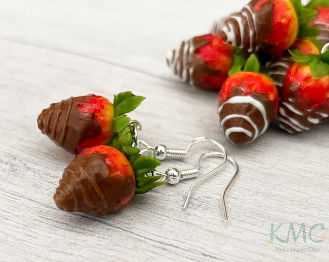 Chocolate Covered Strawberries Dangle Earrings - Etsy