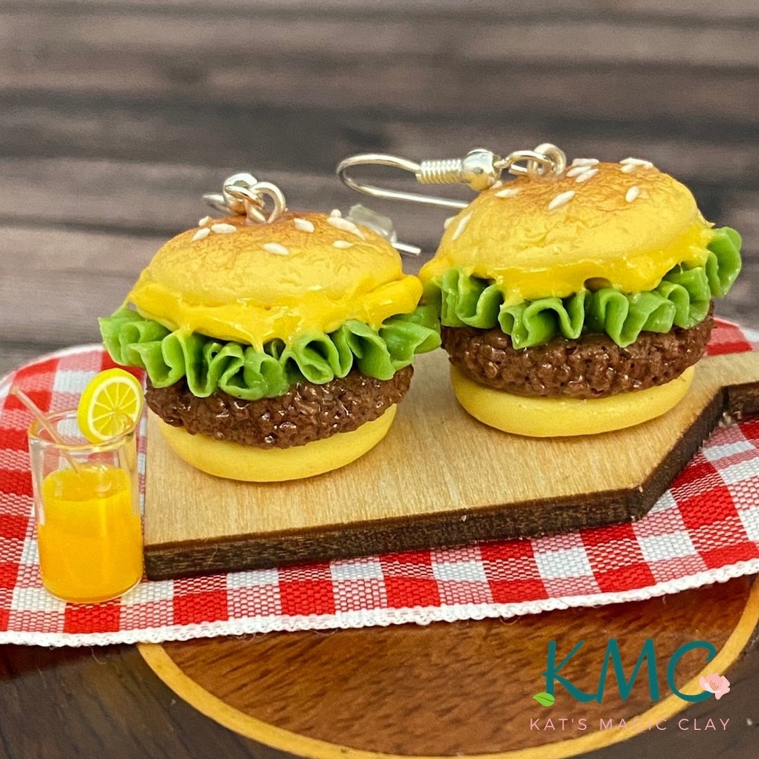 Cheeseburger Dangle Earrings - Etsy