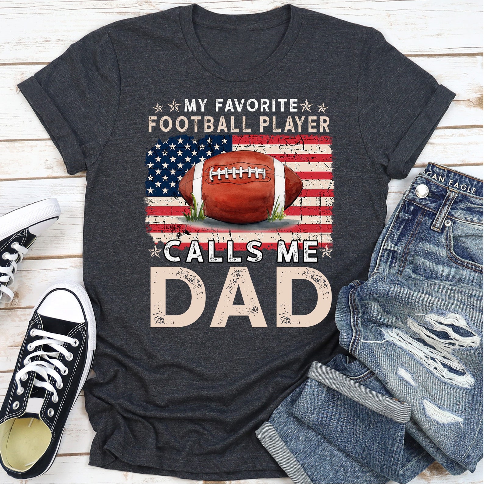 Men My Favorite Football Player Calls Me Dad Shirt Vintage Etsy