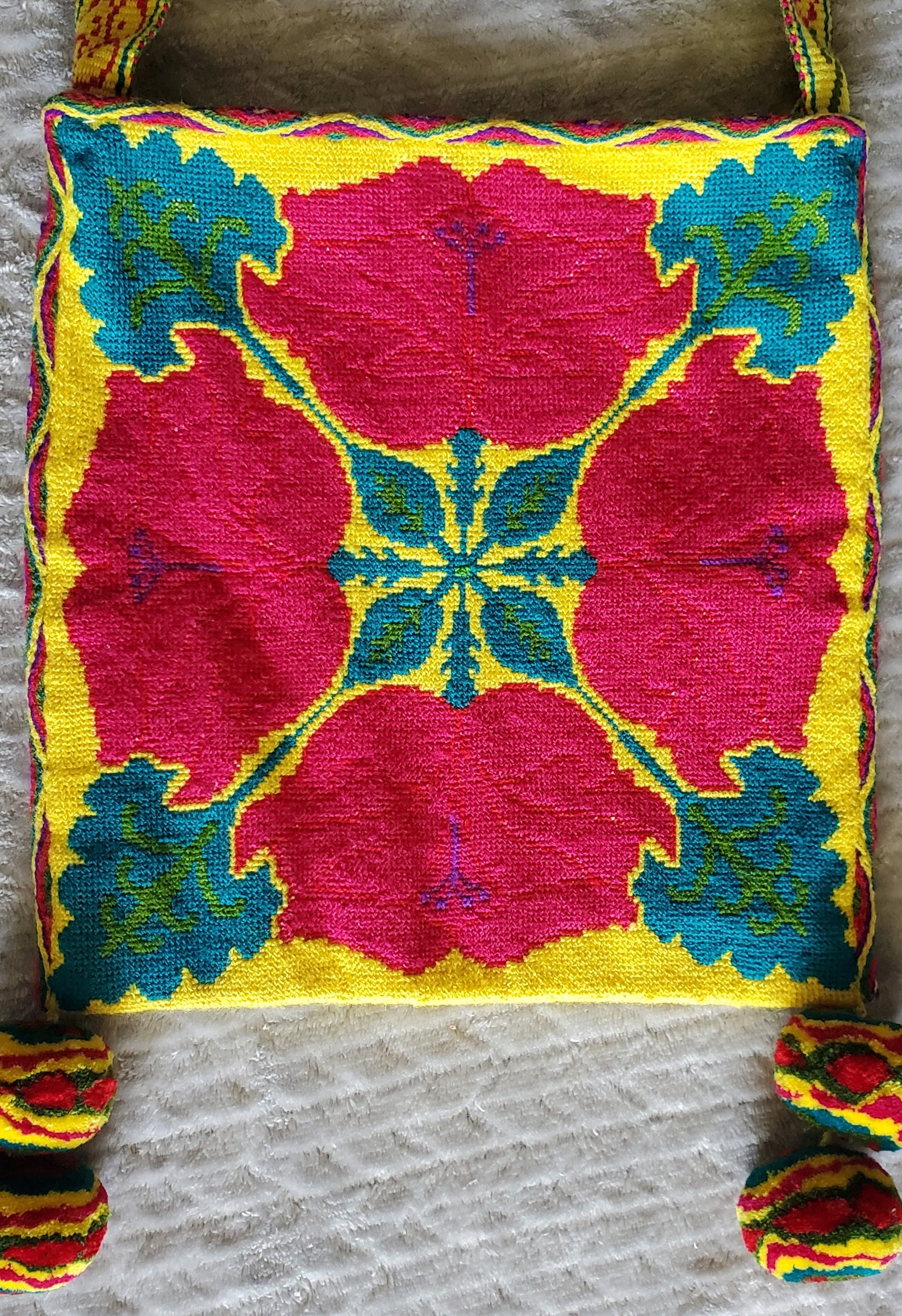 Yellow and Red/magenta Crossbody Bag/ Mexican Huichol Handmade Purse - Etsy