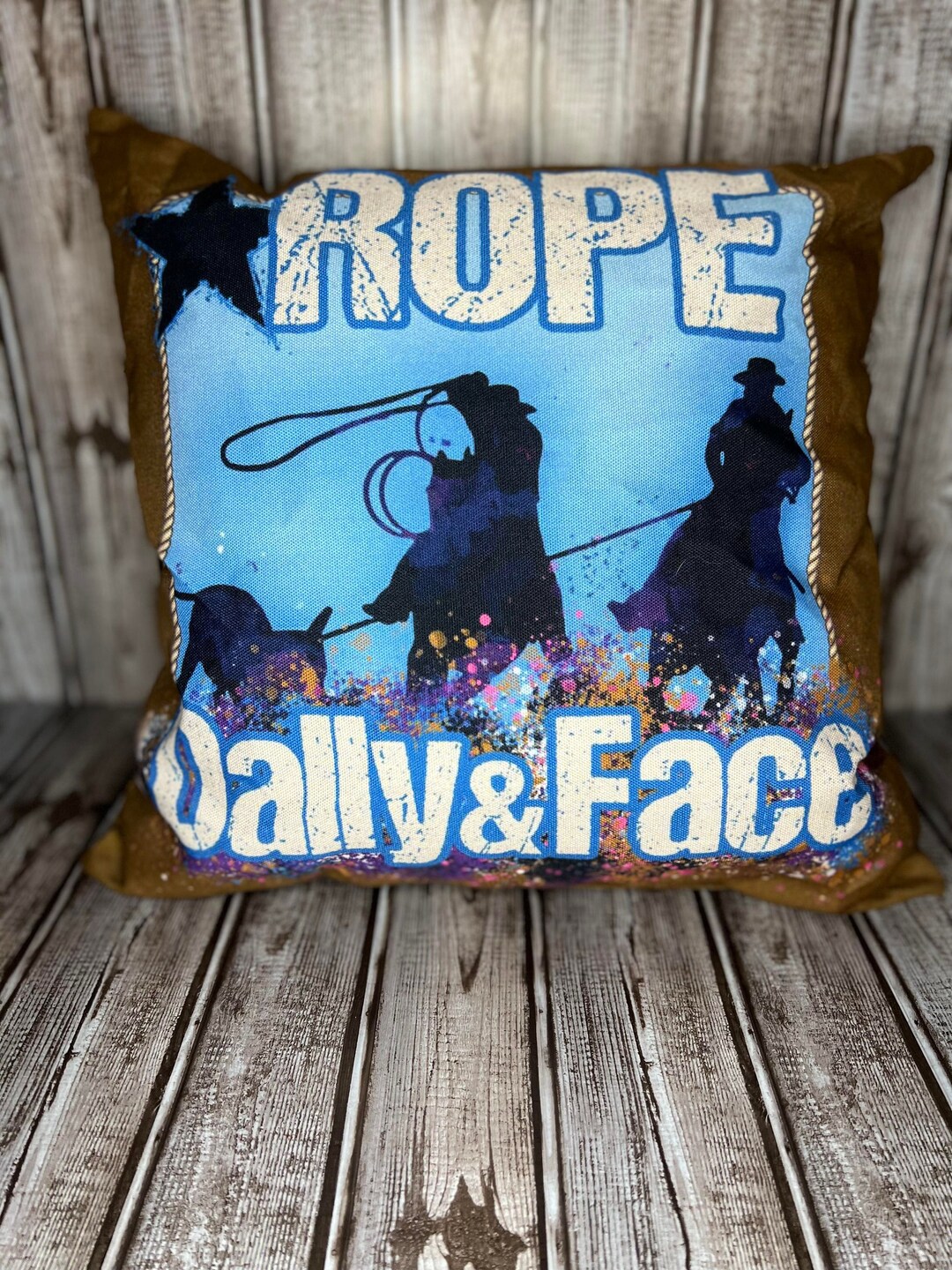 Rope Dally & Face Rustic Team Roping Decorative Throw Pillow - Etsy