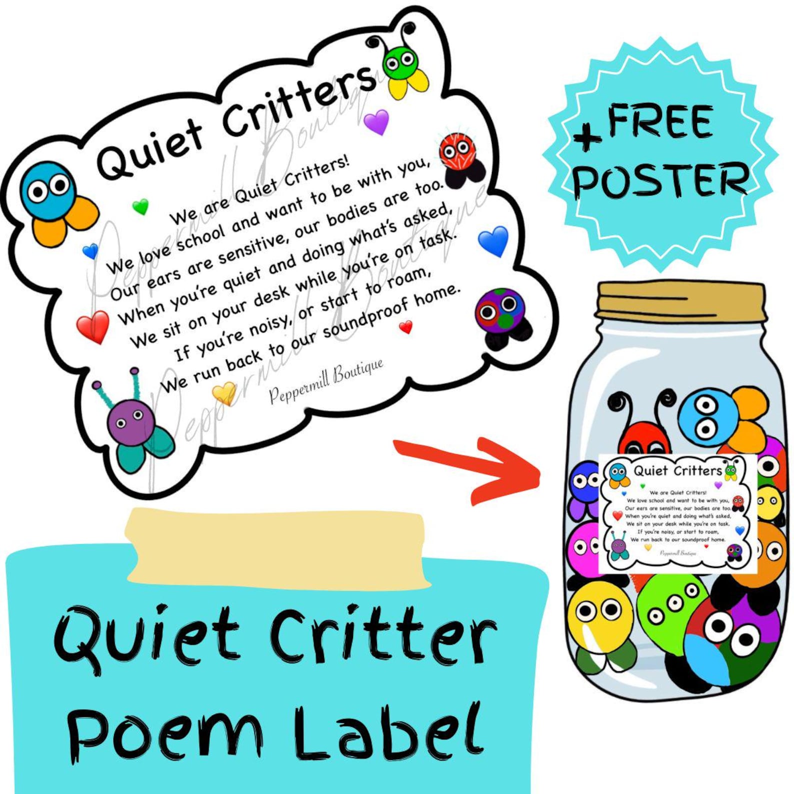 Quiet Critters Poem Label Digital Download Print Quiet Critter Reward ...