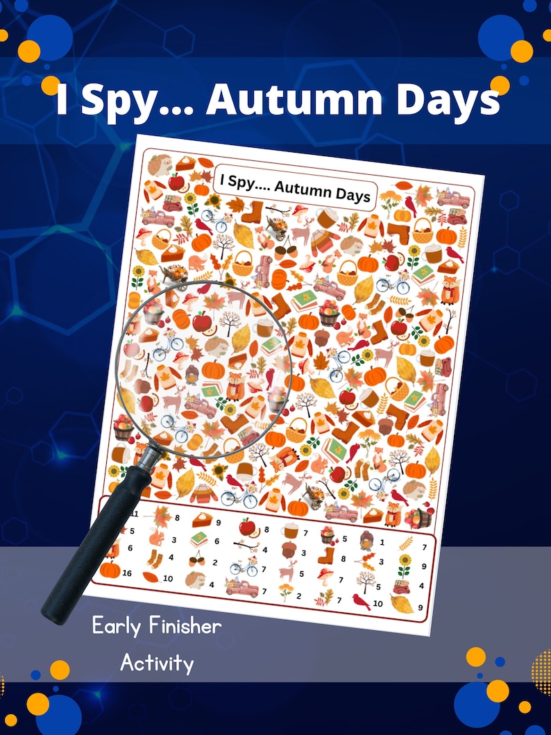 Fall Activity I Spy Worksheet Activity Autumn Days Early Finisher ...