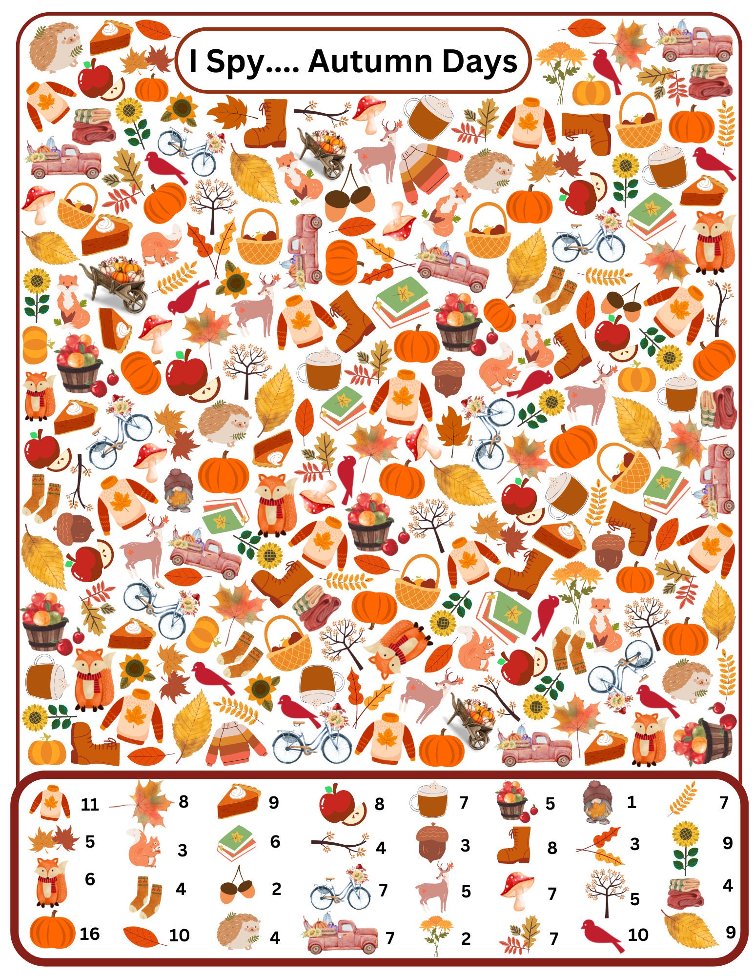 Fall Activity I Spy Worksheet Activity Autumn Days Early Finisher ...