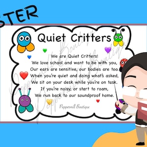 Quiet Critters Poem Label Digital Download Print Quiet Critter Reward ...