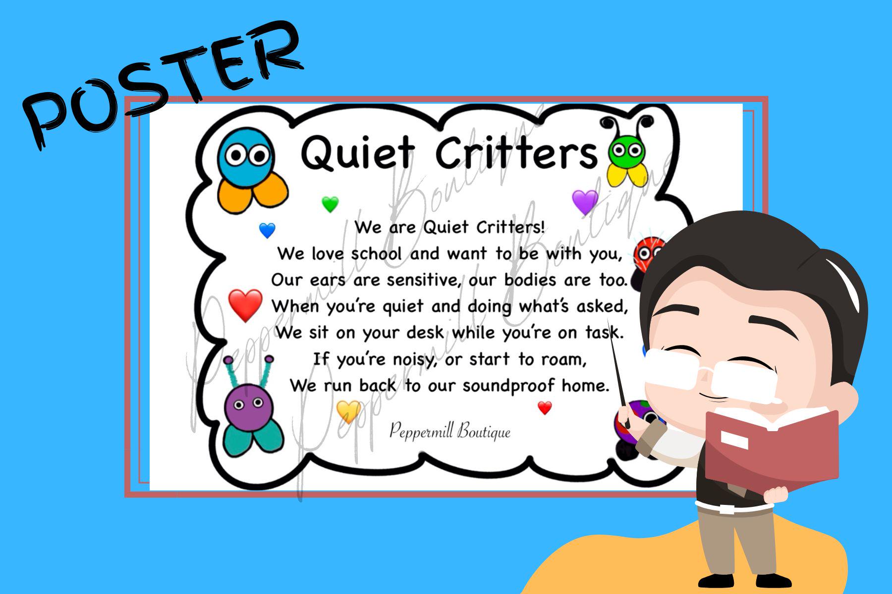 Quiet Critters Poem Label Digital Download Print Quiet Critter Reward ...