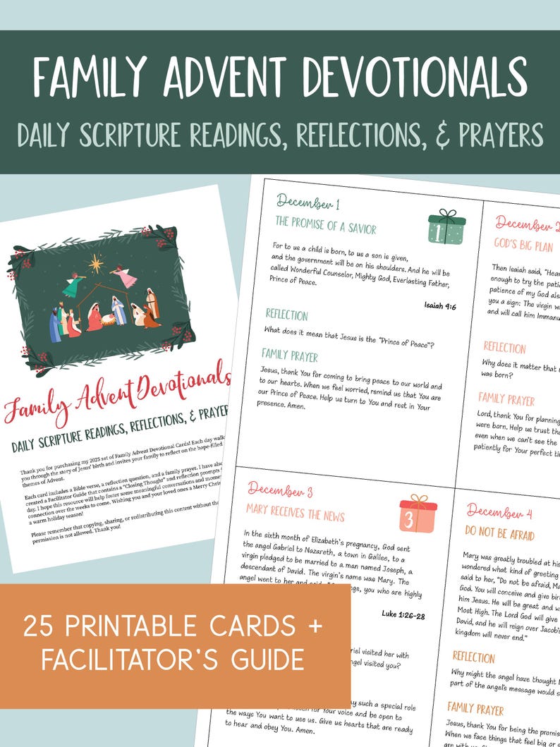 2025 Family Advent Devotionals - Printable Cards With Facilitator Guide ...