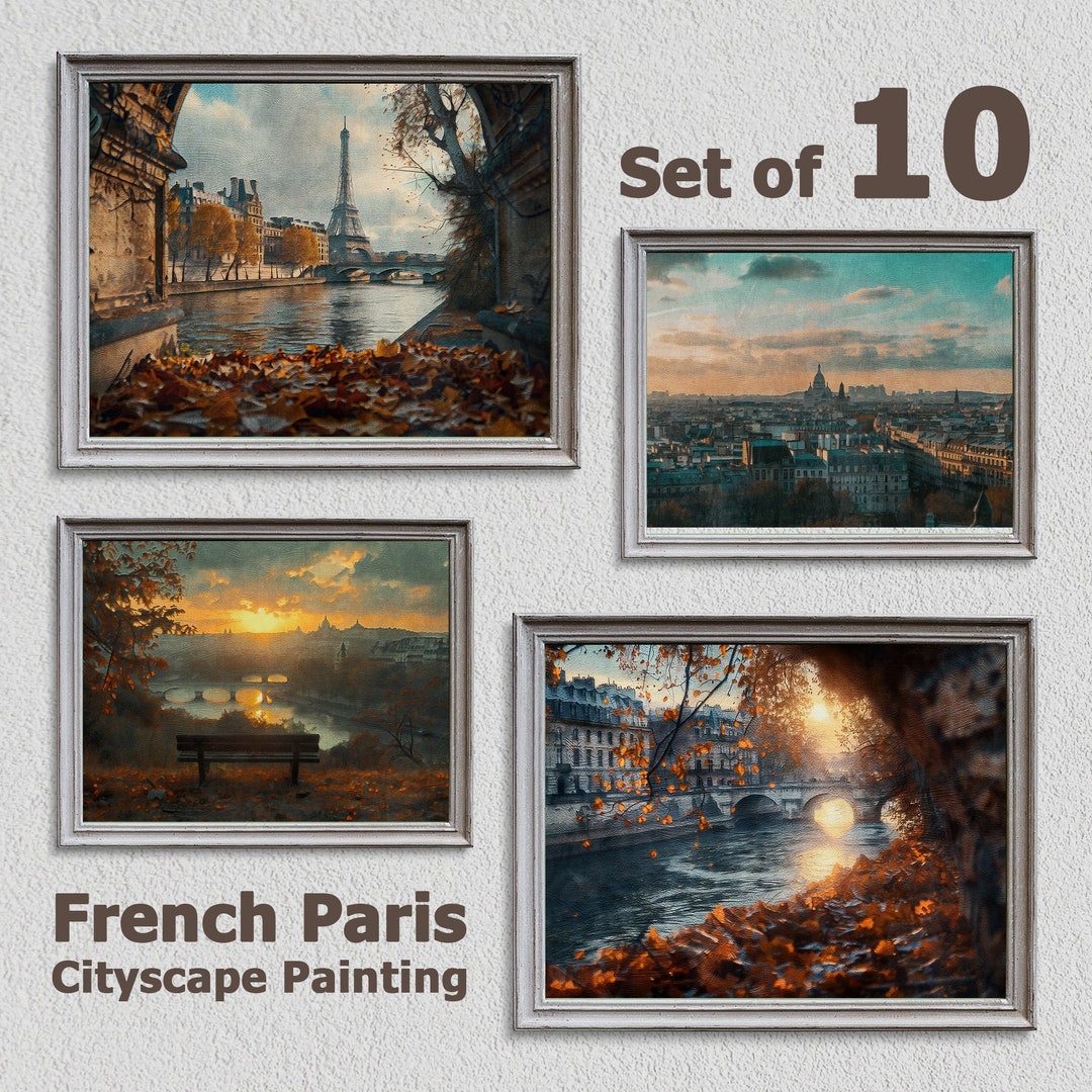 Set of 10 Digital Download, the Beauty of Paris France, Oil Painting ...