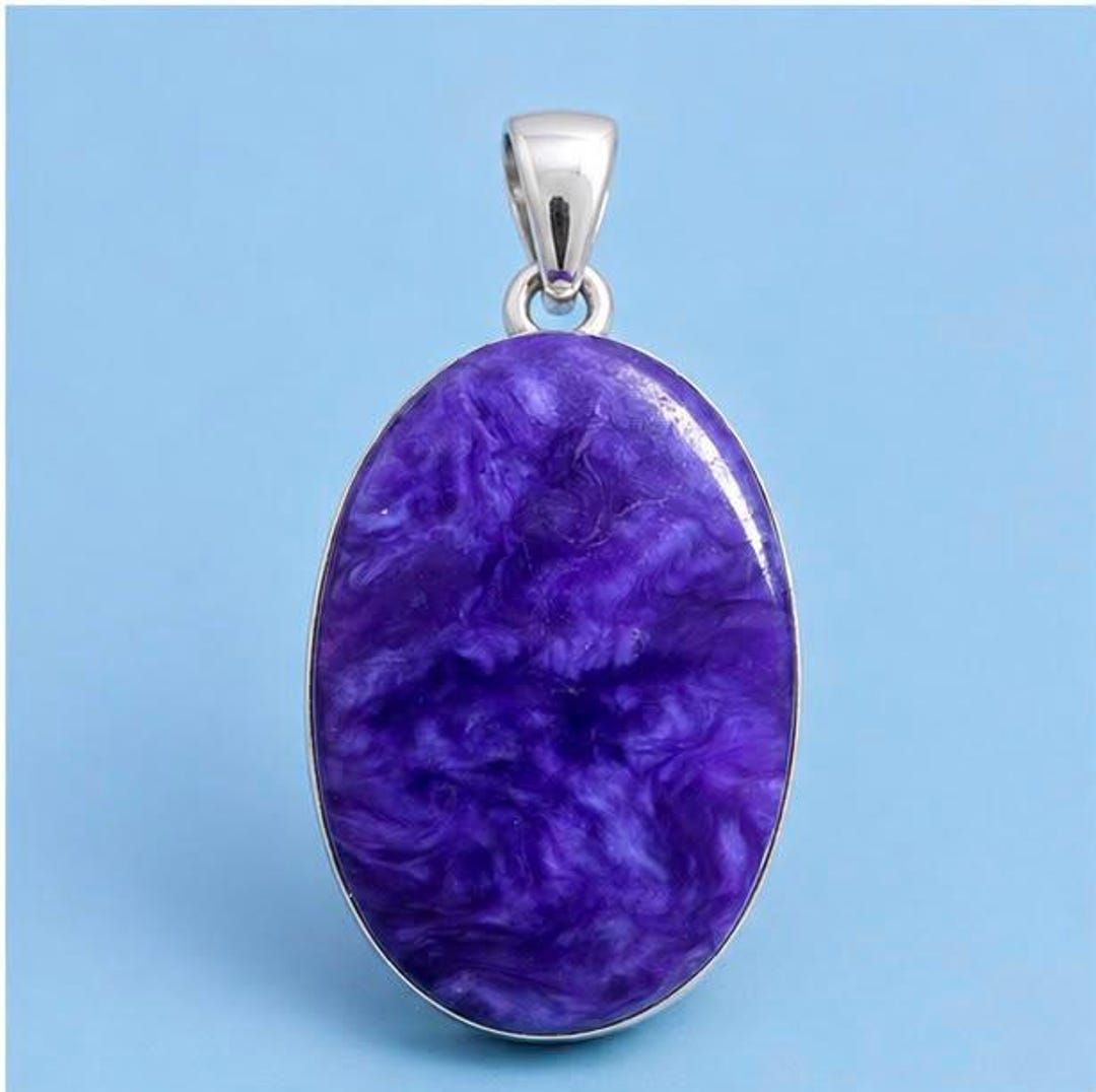 Charoite Sterling Silver Pendant | Natural Charoite Gemstone Necklace ...