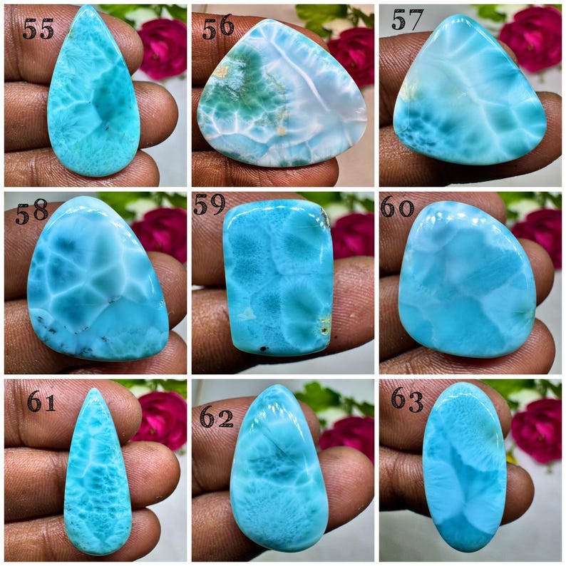 Genuine Blue Larimar Cabochon, Loose Gemstone, Mix Shape & Size, Smooth ...