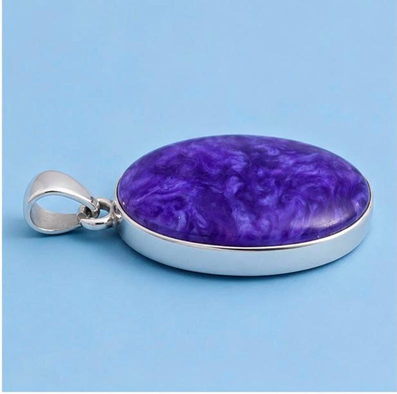 Charoite Sterling Silver Pendant | Natural Charoite Gemstone Necklace ...