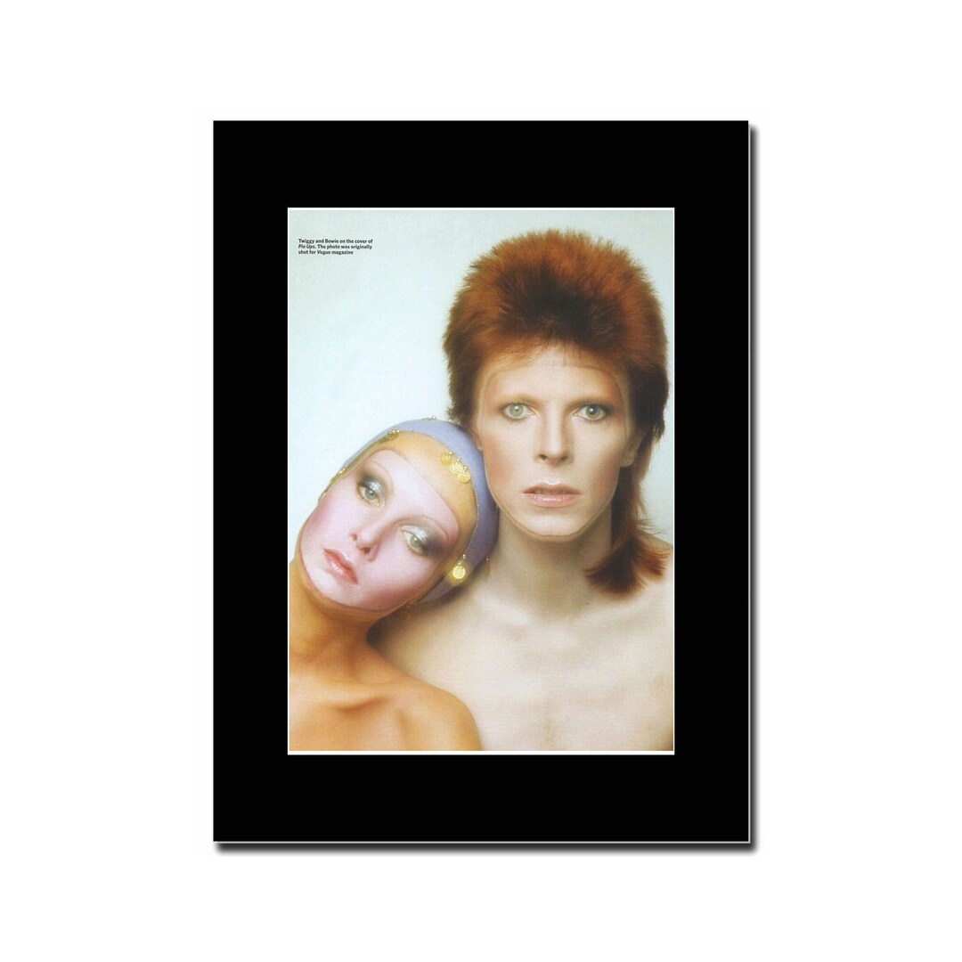 David Bowie David And Twiggy Pin Ups Matted Mounted Magazine Etsy