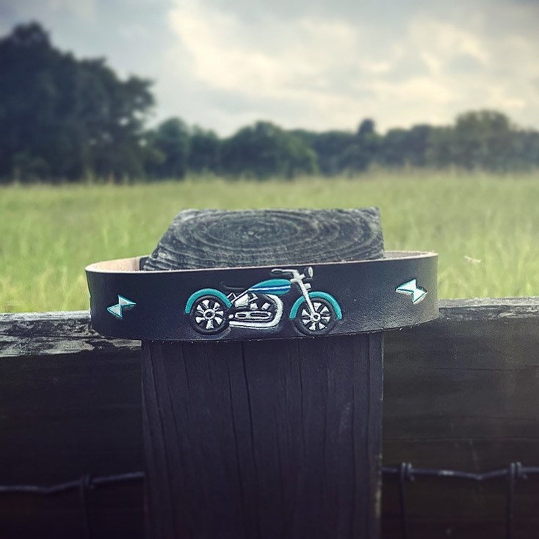 Vintage Leather Motorcycle Collar, Boho Dog Collar, Black Leather ...