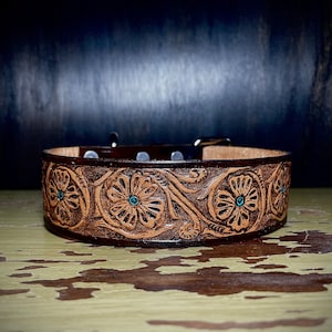 WESTERN Tooled Collar | BOHO Western Collar | Leather Dog Collar | Dog ...