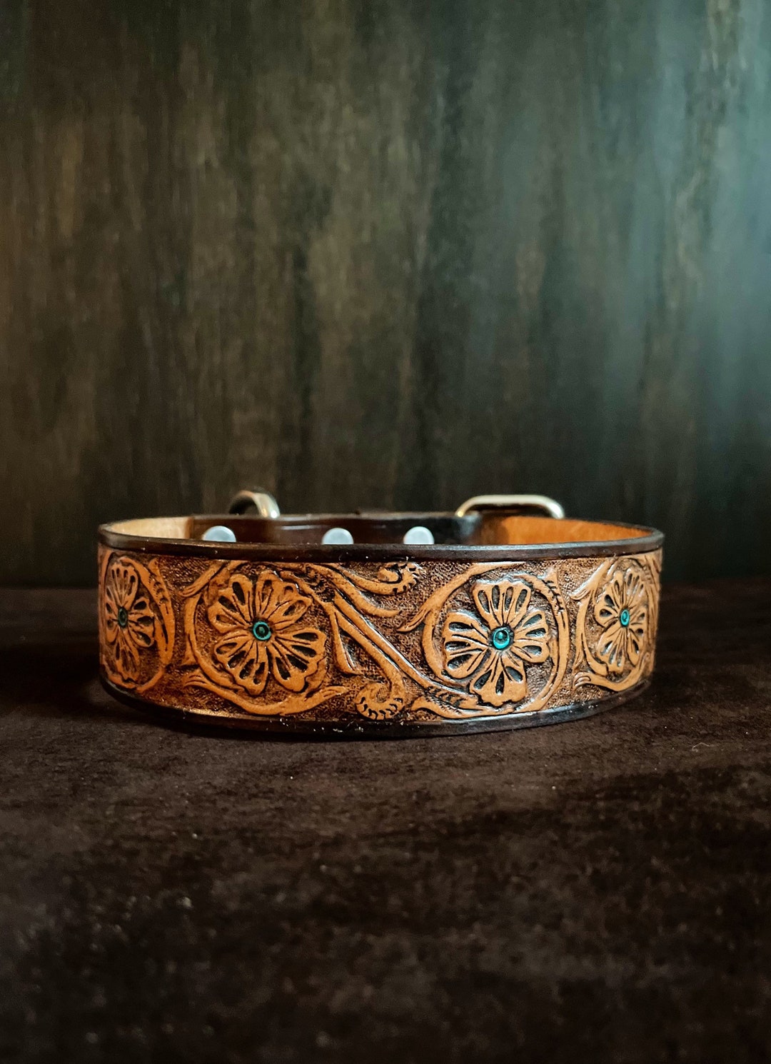WESTERN Tooled Collar | BOHO Western Collar | Leather Dog Collar | Dog ...