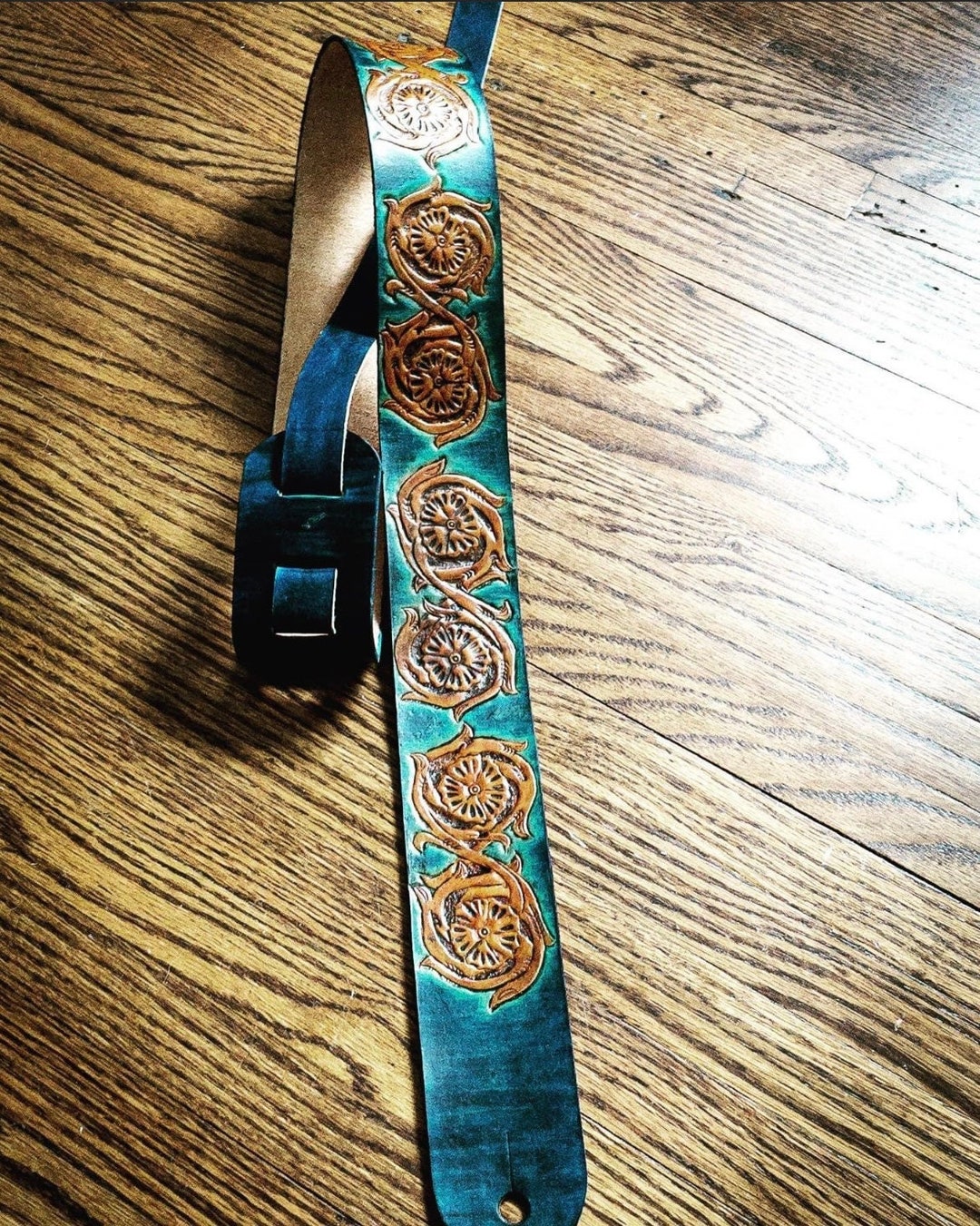 BLUE Leather Guitar Strap | Acoustic Guitar Strap | Guitar Strap ...