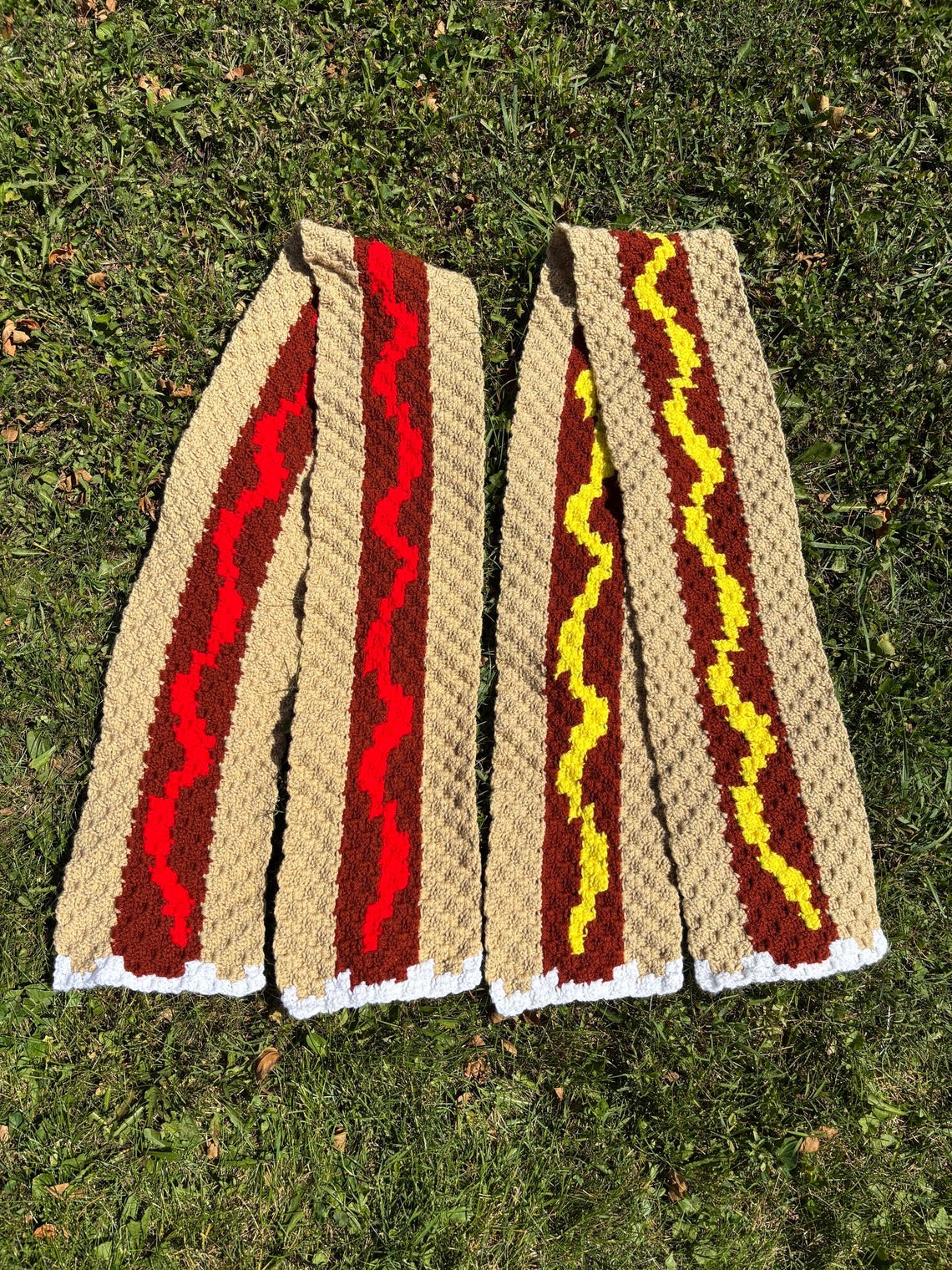 CROCHET PATTERN, Hot Dog Scarf Mustard and Ketchup, C2C Crochet Pattern ...
