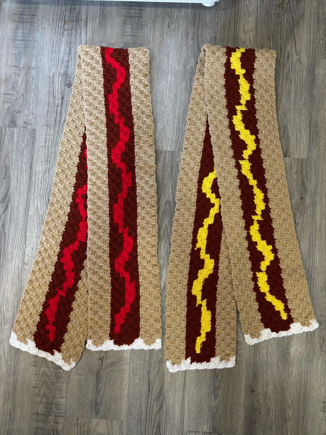 CROCHET PATTERN, Hot Dog Scarf Mustard and Ketchup, C2C Crochet Pattern ...