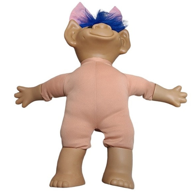 Vintage 1987 Uneeda Wish-nik Good Luck Troll Doll Blue Hair Bows ...